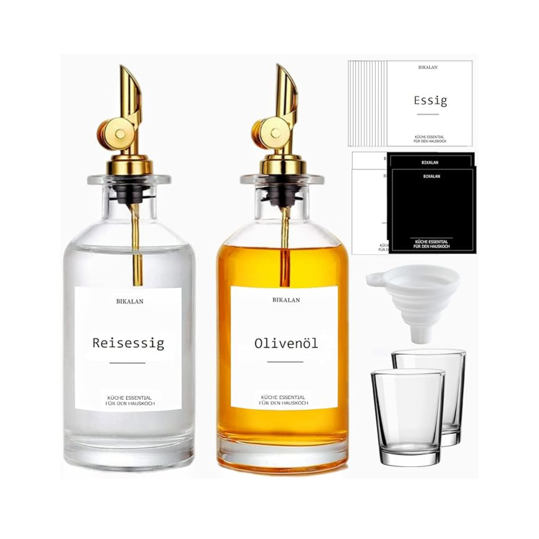 BIKALAN Essig und Ölflaschen Set, Kaffee Sirup Spender, Ölspender, Automatisches Öffnen und ...
