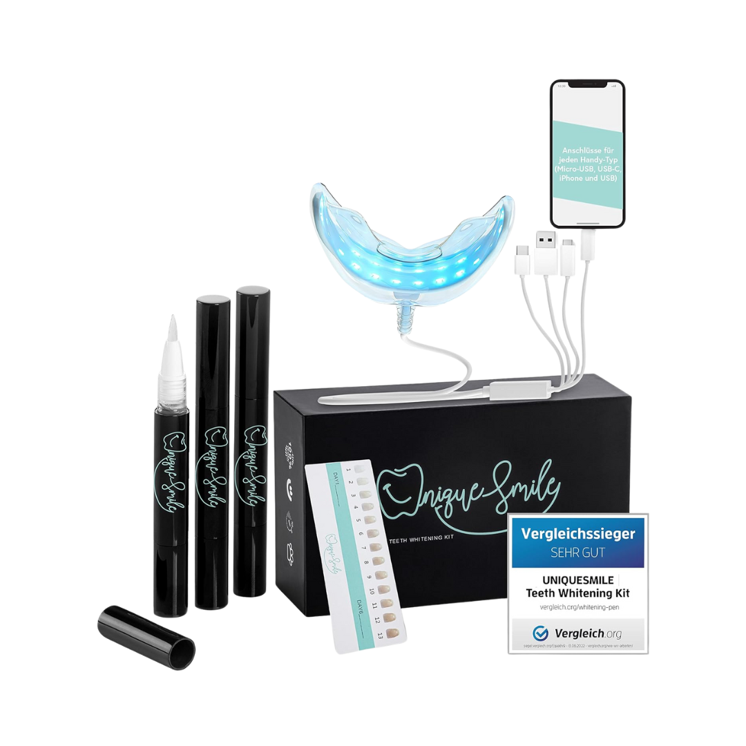 UniqueSmile - All in One Bundle für Zahnaufhellung | dieholzwarenfabrik.de