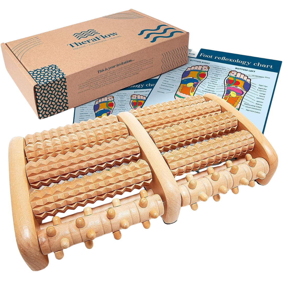 TheraFlow - Fußmassageroller inkl. Fußreflexzonenkarte 11,2x2,5x7,5 cm